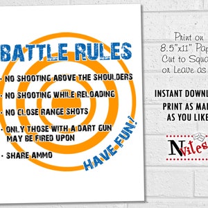Dart Party Rules, Dart Battle Party Decor, Dart War Rules Sign, Dart ...