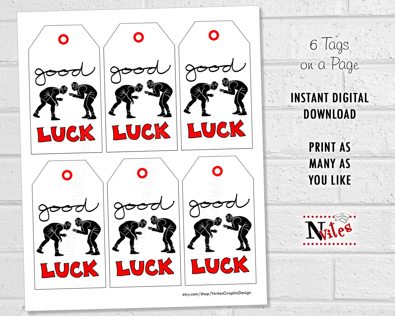 Wrestling Good Luck Tags, Wrestling Team Treat Labels, Printable ...