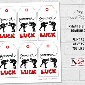Wrestling Good Luck Tags, Wrestling Team Treat Labels, Printable ...