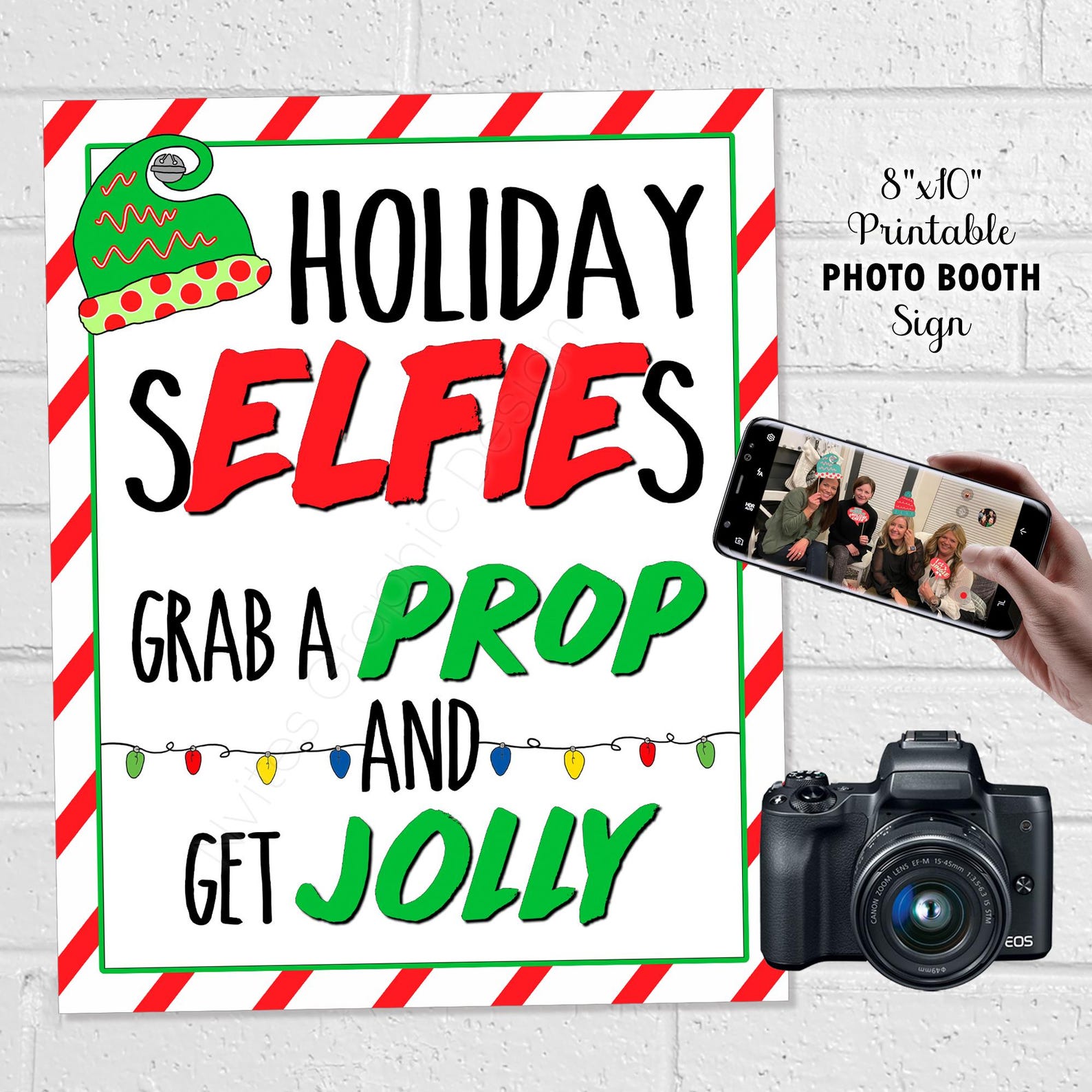 Christmas Photo Booth Sign: Grab a Prop, Get Jolly (digital Download ...