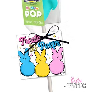 Treats for My Peeps Square Tags, Easter Peeps Gift Tags, Easter Basket ...