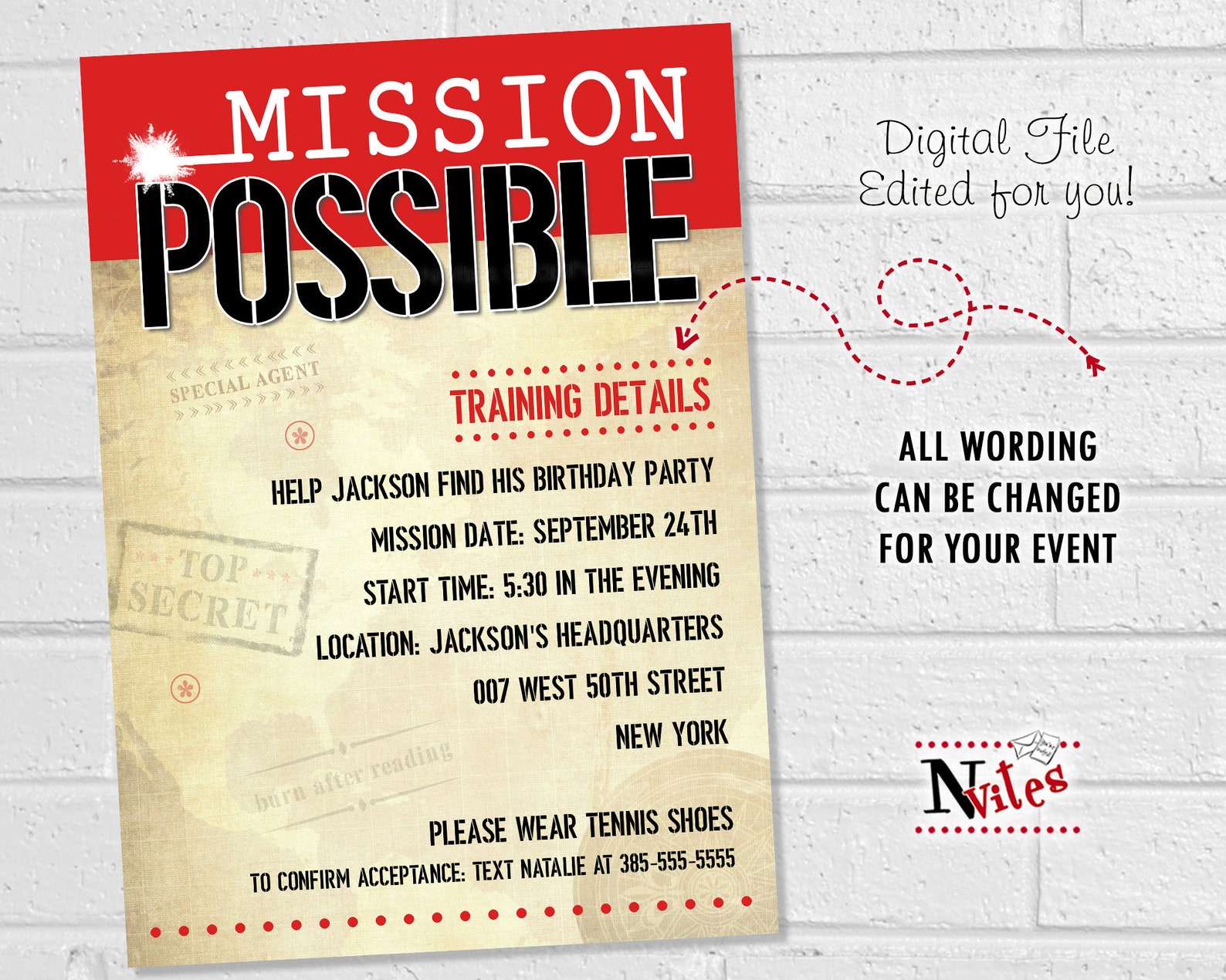 Mission Possible Spy Birthday Party, Escape Room Party Invitation ...