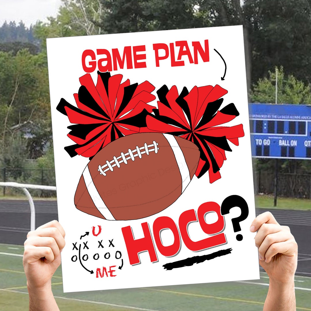 Football Cheer Homecoming Proposal Sign: HOCO Dance Game Plan (digital ...