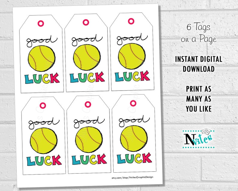 Softball Good Luck Tags Softball Team Treat Labels Printable - Etsy