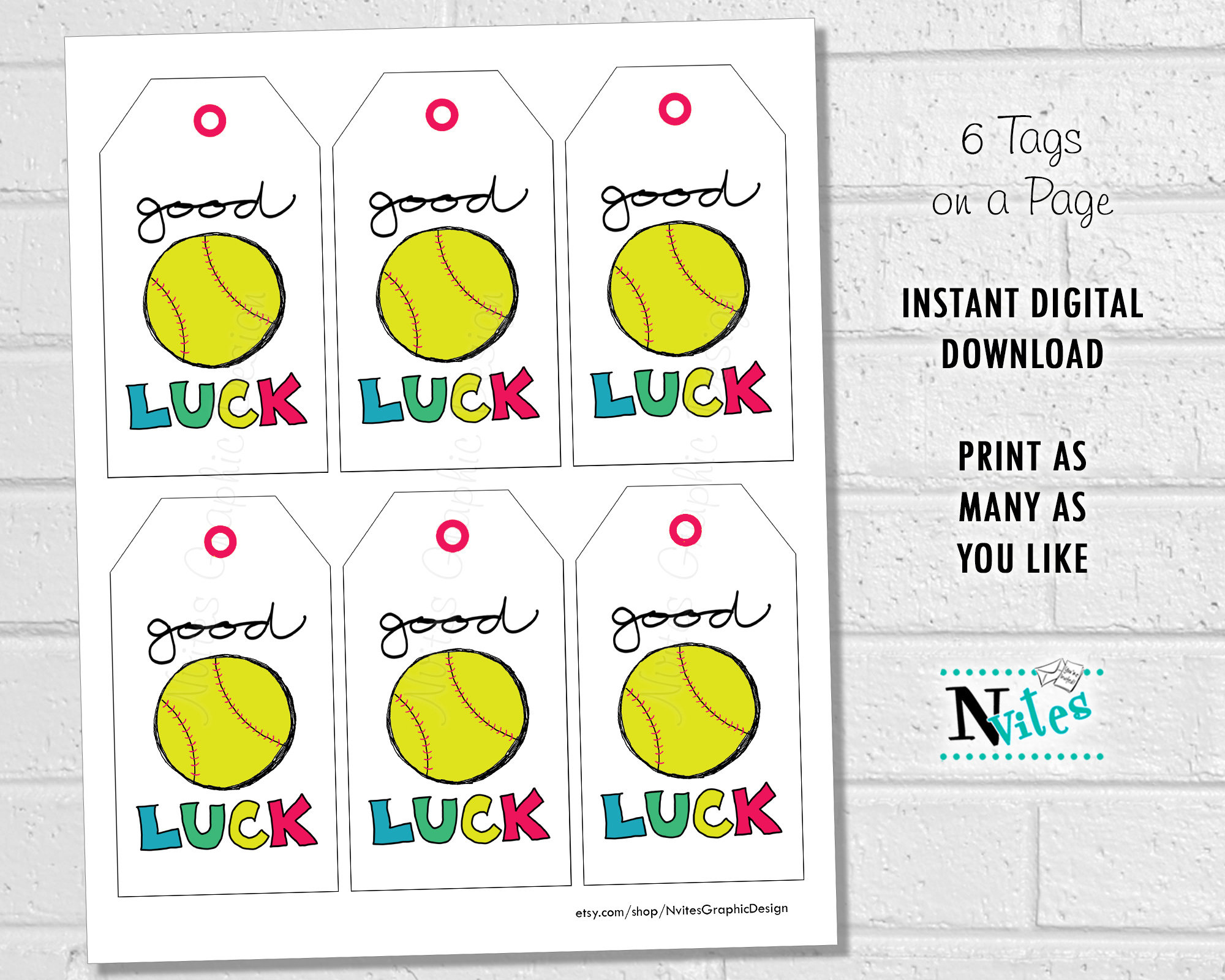 Softball Good Luck Tags Softball Team Treat Labels Printable - Etsy