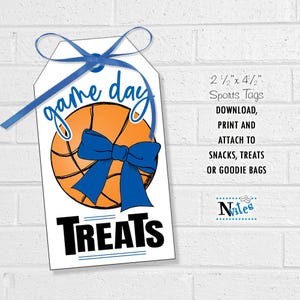 Basketball Game Day Treat Tags, Good Luck Goodie Bag Wrap, Printable ...