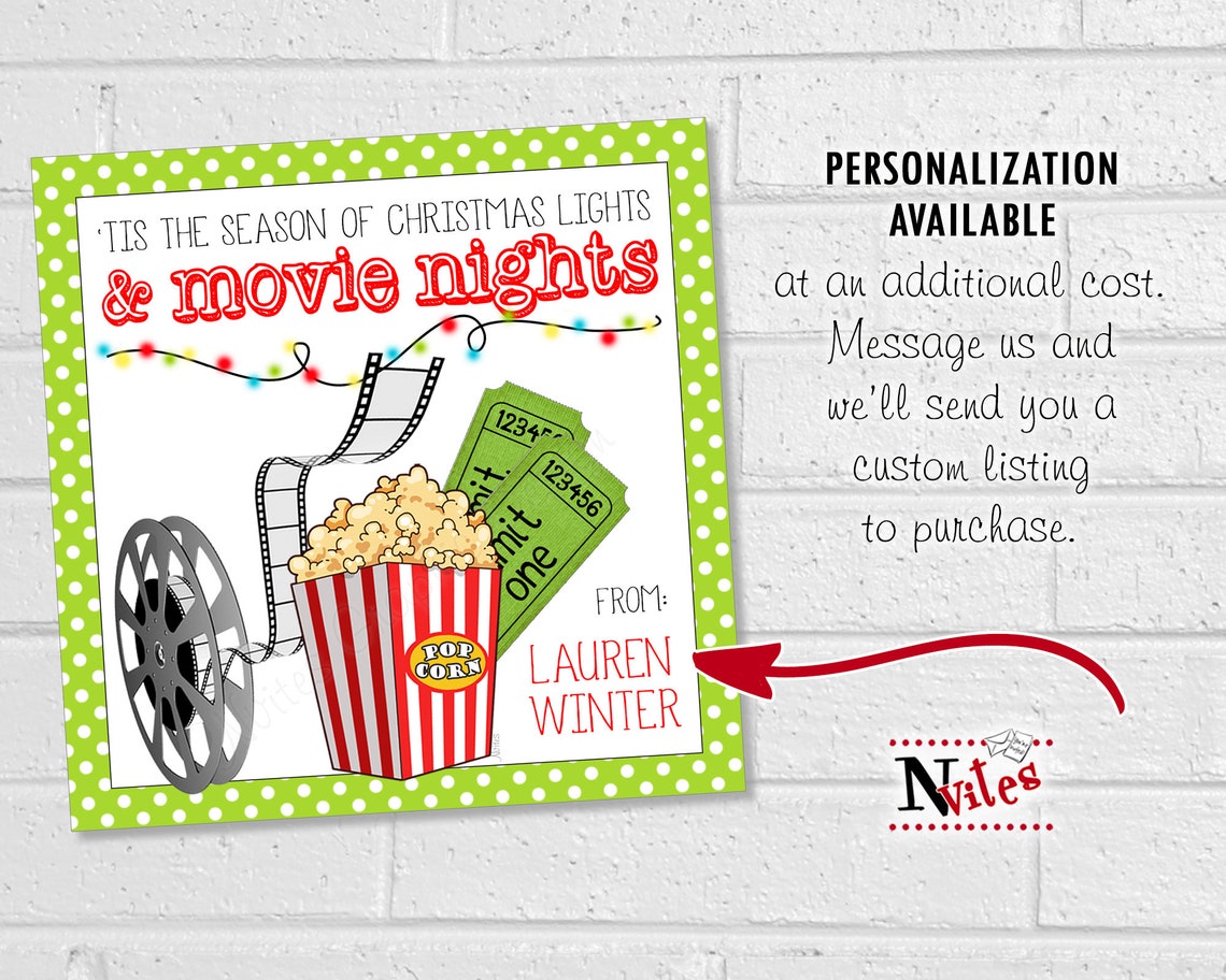 Christmas Movie Gift Card Tags Christmas Movie Night Gift | Etsy