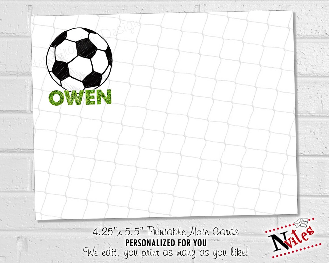 Soccer Thank You Notes Soccer Stationery Printable Soccer - Etsy