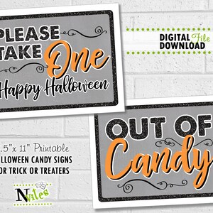 Halloween Out of Candy Sign, We're All Out of Candy Display, Printable ...