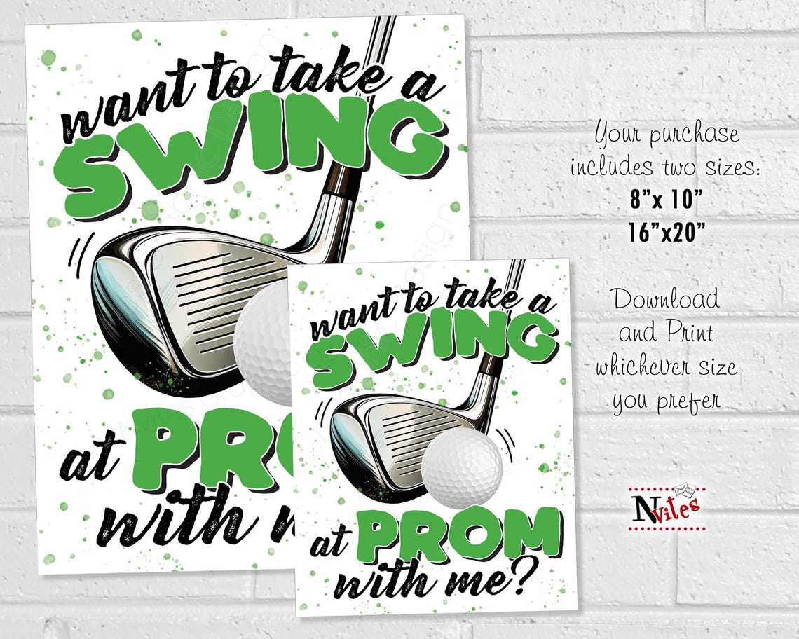 Golf Prom Proposal Sign, Take a Swing Printable Poster for Golfer ...