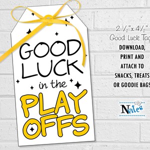 Playoffs Good Luck Tags, Team Game Day Treats, Printable Sports Post ...