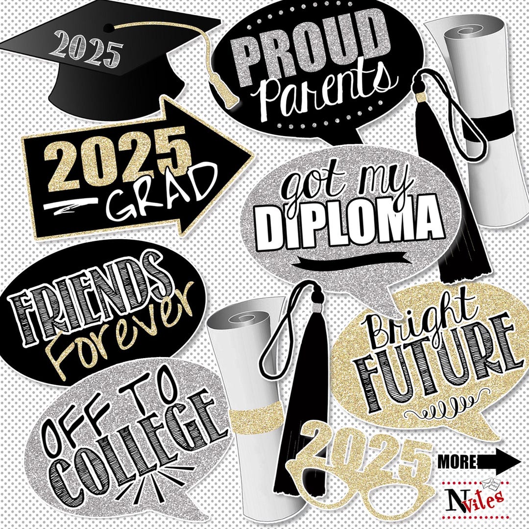 Graduation Photo Booth Props, Class of 2025 Printable Centerpieces ...