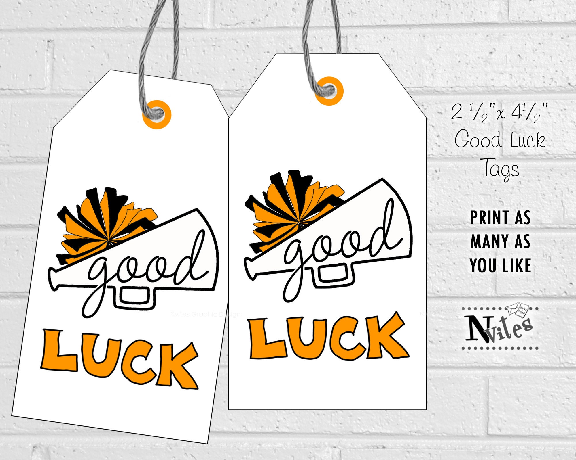 Good Luck Cheer Tags Orange Cheerleading Team Treat Labels - Etsy
