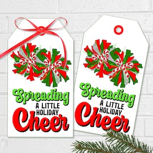 Spreading a Little Holiday Cheer Tags, Printable Cheerleading and Poms ...