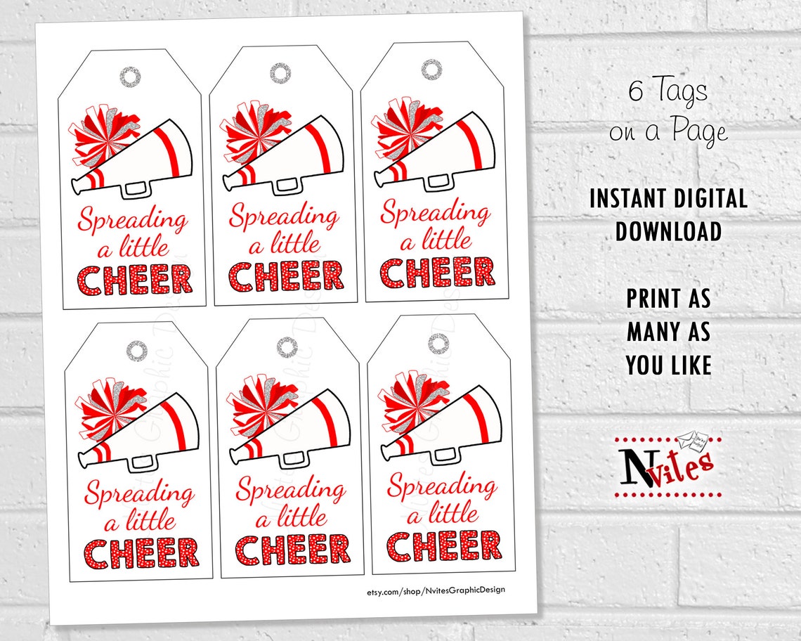 Spreading a Little Cheer Tags Cheerleading Team Treat Labels - Etsy