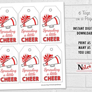 Spreading a Little Cheer Tags, Cheerleading Team Treat Labels ...
