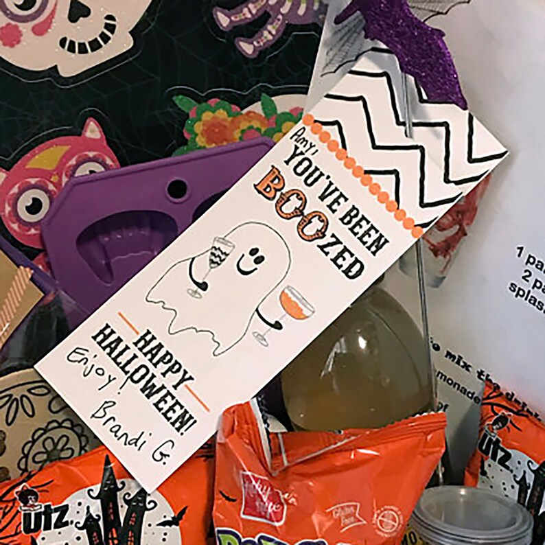 You've Been Boozed Halloween Beverage Tags: Ghost Cocktail Labels ...