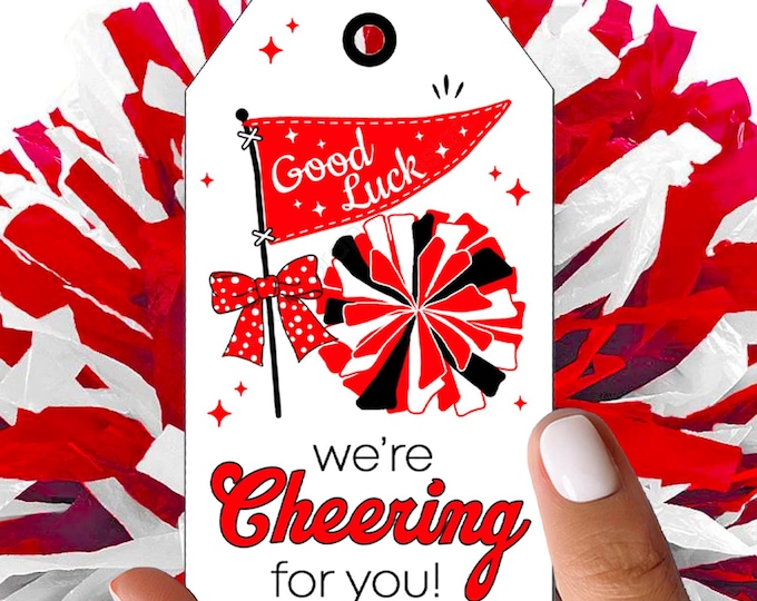 Good Luck Cheer Printable Tags, Cheer Good Luck Tag, Cheer Pom Poms ...