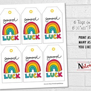Good Luck Tags With Rainbow Design, Printable Lucky Rainbow Party Favor ...