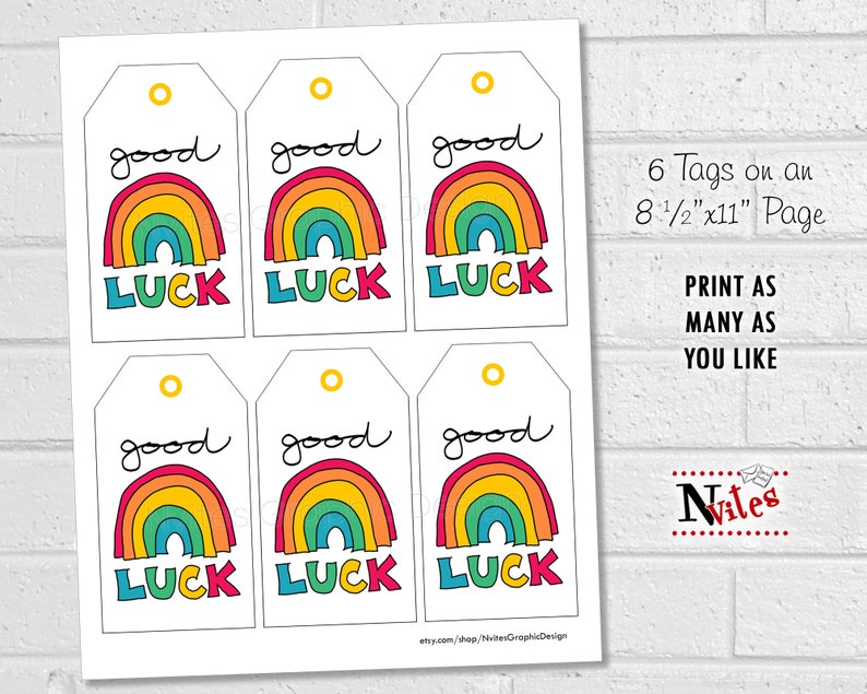 Good Luck Tags With Rainbow Design Printable Lucky Rainbow | Etsy