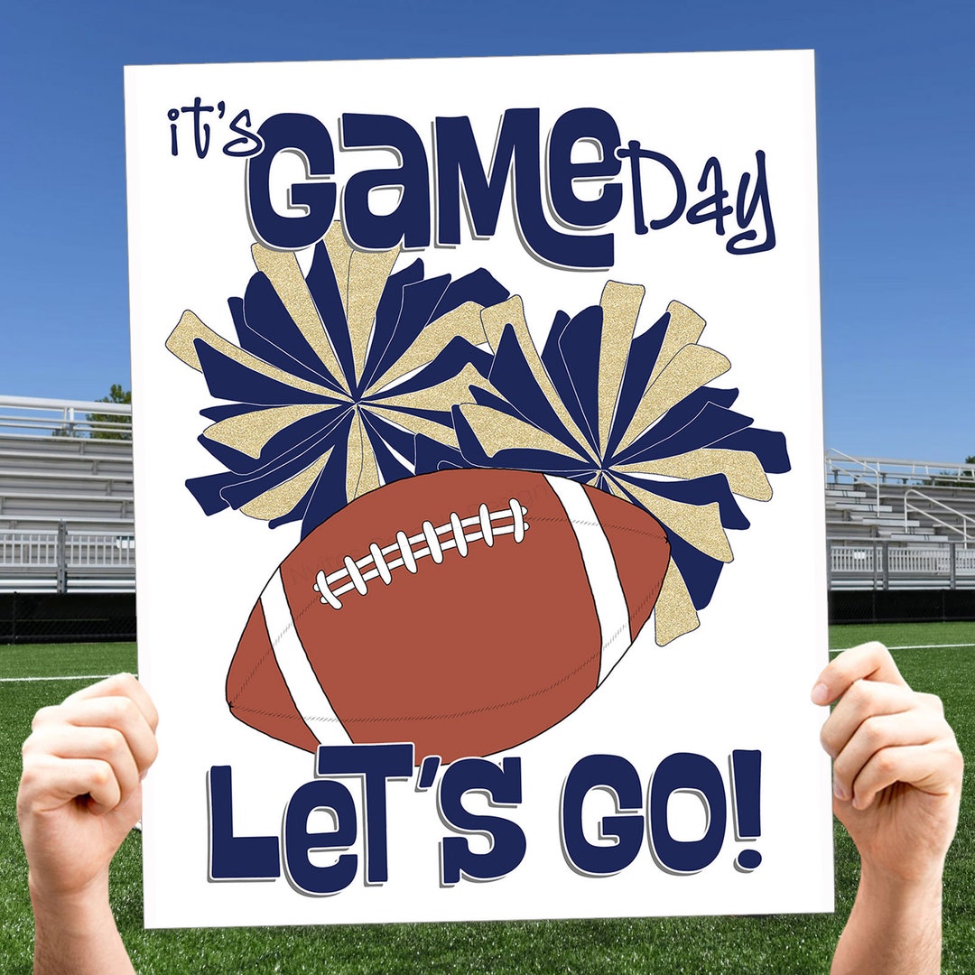 Football and Cheer Locker Sign, Football Game Day Good Luck Poster, Let ...