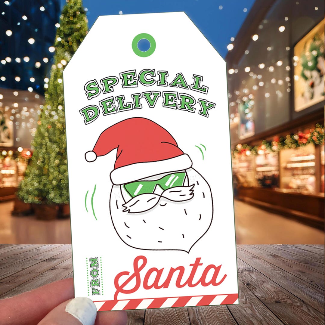 Secret Santa Gift Tags, Santa Gift Labels, Printable Cool Santa in ...