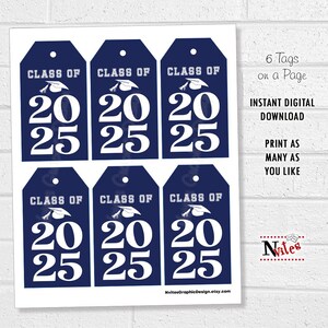 Graduation Treat Tags, Class of 2025 Grad Cap Party Favor or Thank You ...