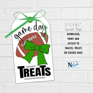 Football and Cheer Game Day Treat Tags, Team Good Luck Goody Bag Wrap ...