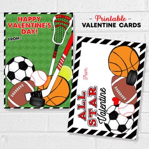 Sports Valentine Cards for Kids, All Star Printable Classroom ...