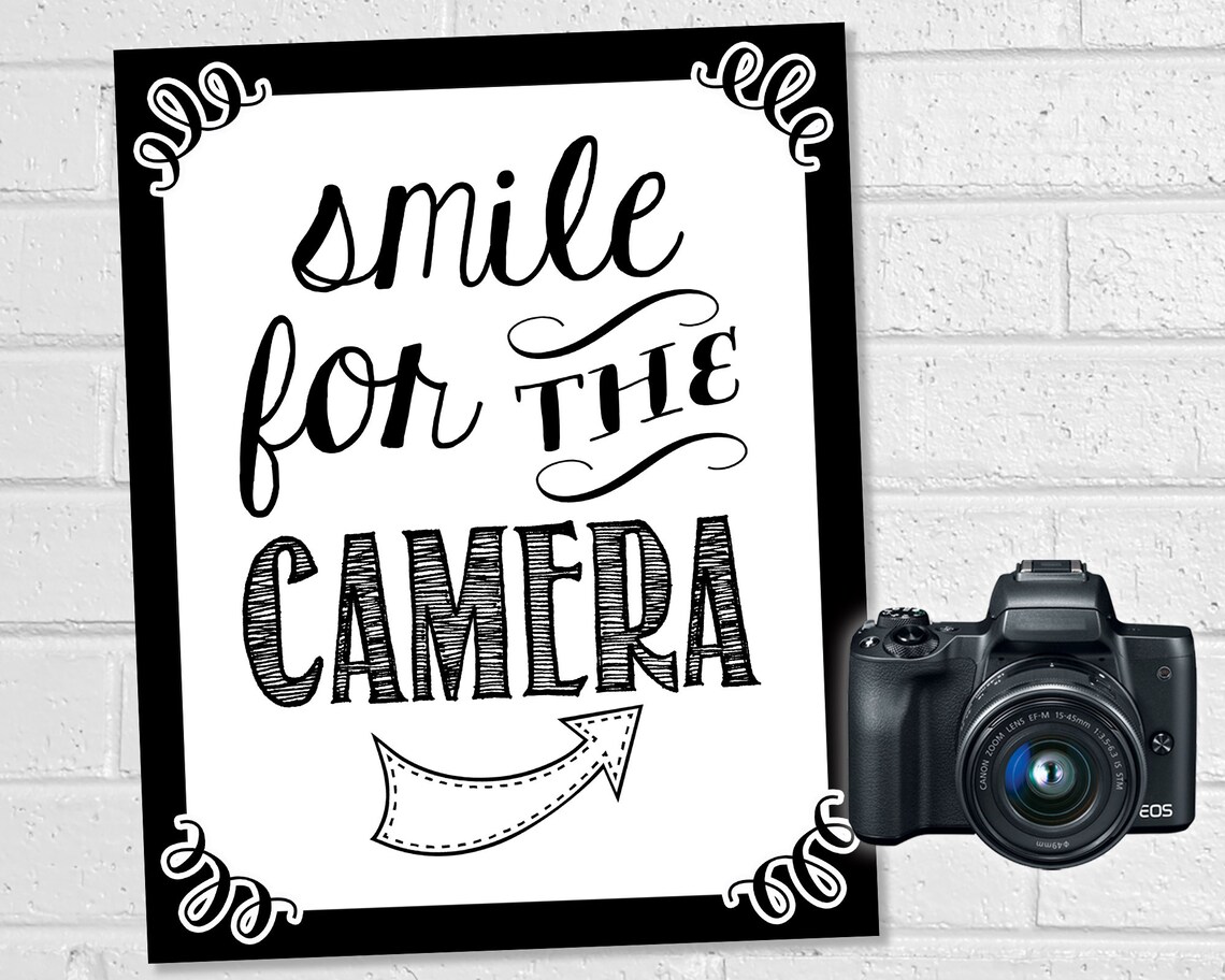 Printable Photo Booth Sign Smile for the Camera Grab a Prop - Etsy