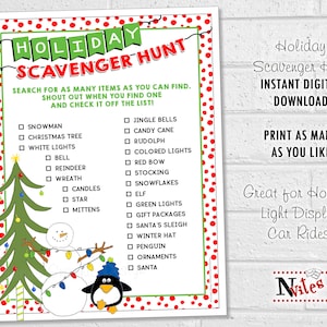 Christmas Scavenger Hunt, Holiday Lights Neighborhood Scavenger Hunt ...