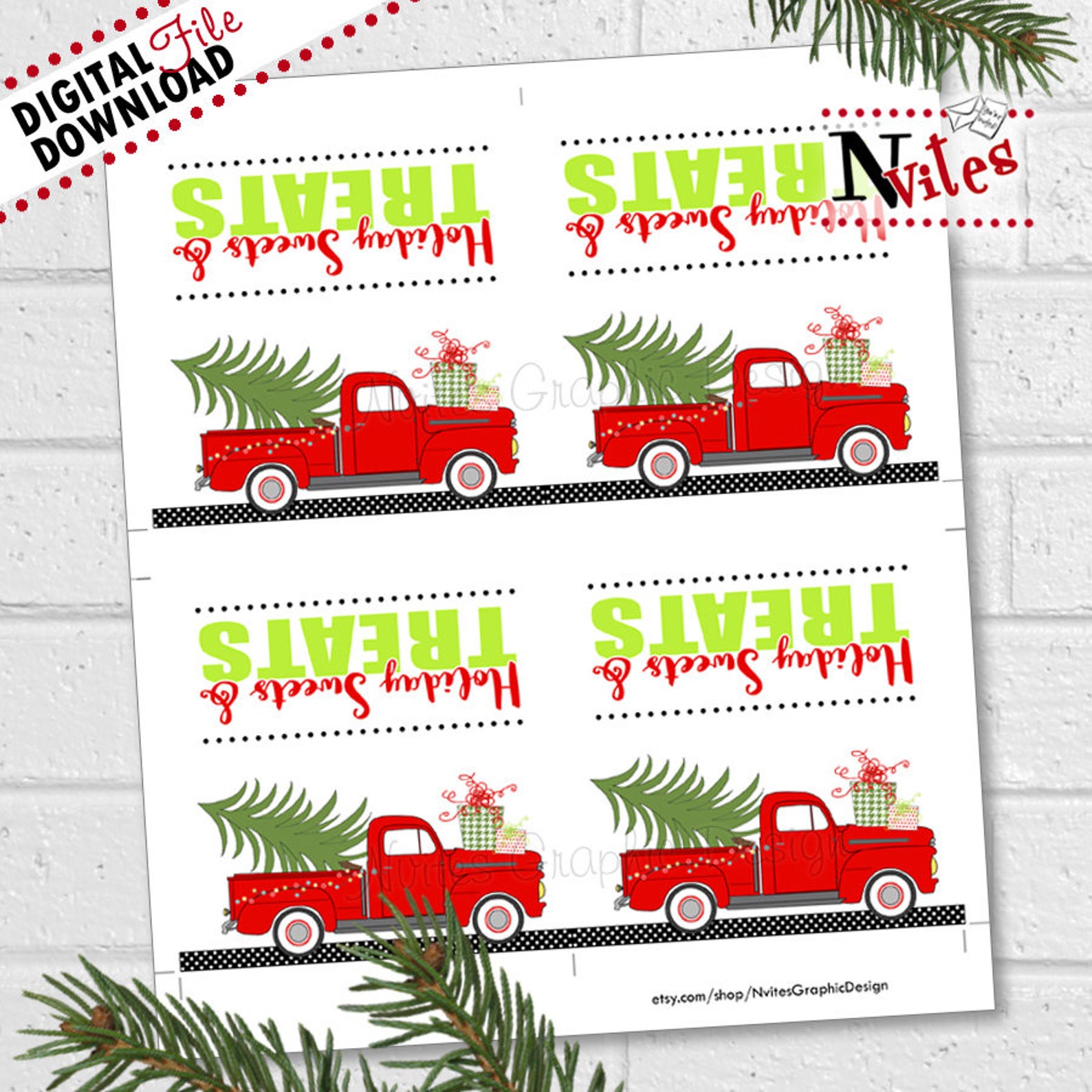 Printable Christmas Treat Bag Toppers Holiday Treat Tags | Etsy