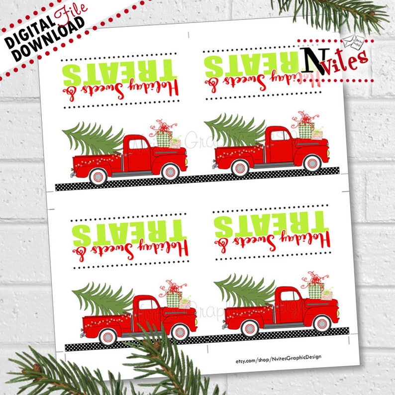 Printable Christmas Treat Bag Toppers Holiday Treat Tags | Etsy