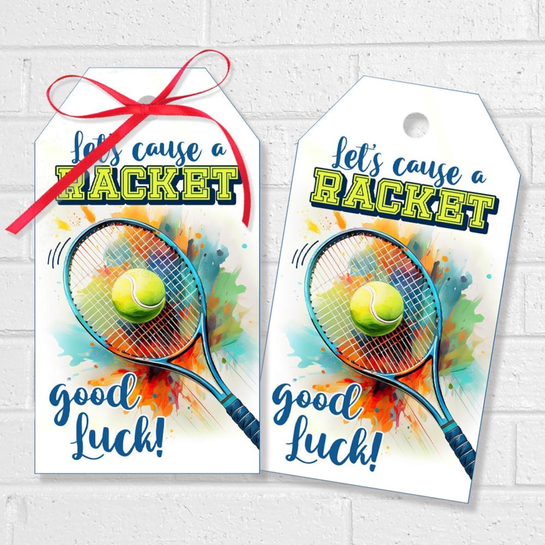 Tennis Good Luck Tags, Tennis Team Let's Cause a Racket Treat Tags or ...