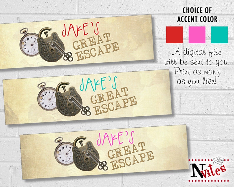 Escape Room Bottle Labels and Drink Wrappers Escape Party - Etsy