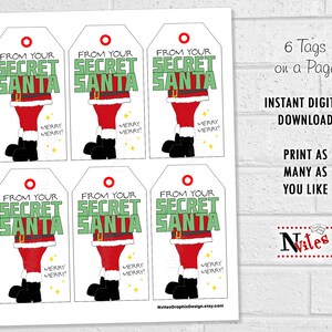 Printable Santa Gift Tags: Fun Secret Santa Exchange (digital Download ...