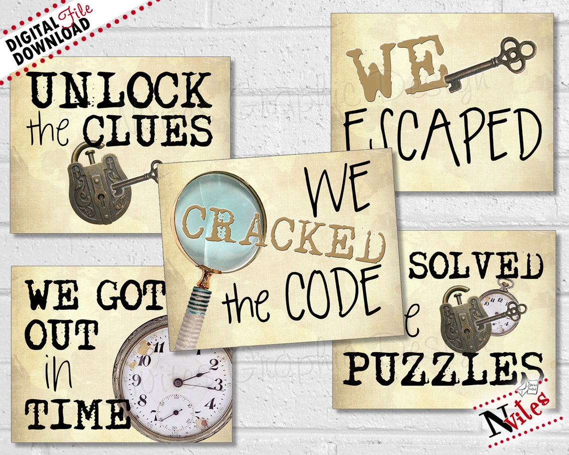 Escape Room Printable Signs, Spy Mission Photo Props (digital Download ...
