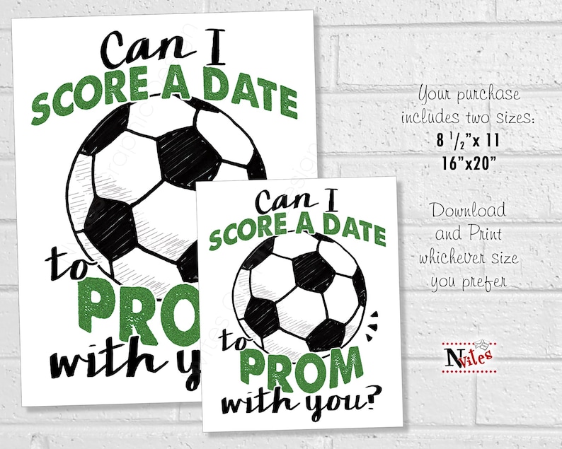 Soccer Prom Proposal Sign, Score a Date to the Dance Poster (digital ...
