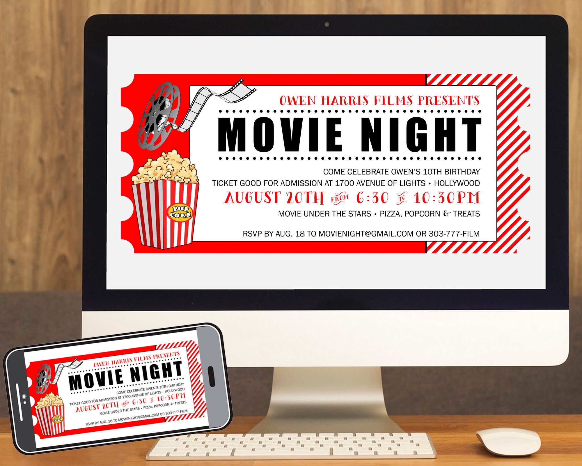 Movie Night Party Invitation Outdoor Movie Birthday Party - Etsy