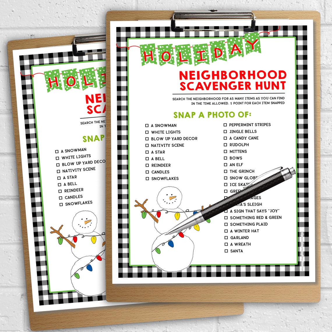 Christmas Scavenger Hunt Holiday Lights Neighborhood - Etsy