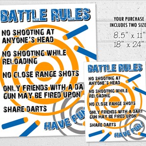 Dart Party Rules Sign, Dart Battle Party Decor Poster, Dart War ...