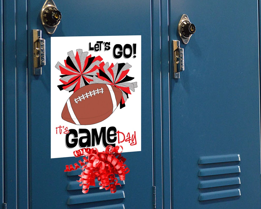 Football and Cheer Locker Sign, Football Game Day Good Luck Poster, Let ...