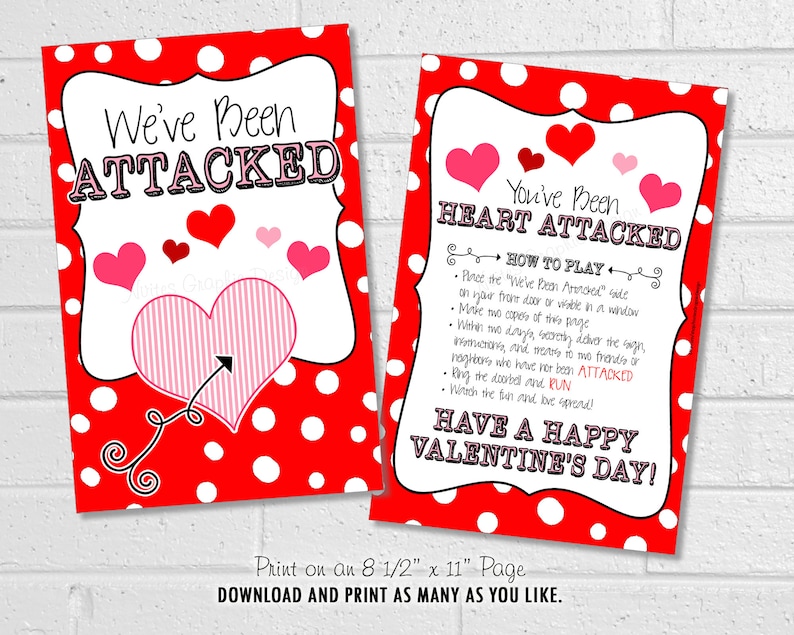 Kids Valentine Game Heart Attack Game Fun Printable - Etsy