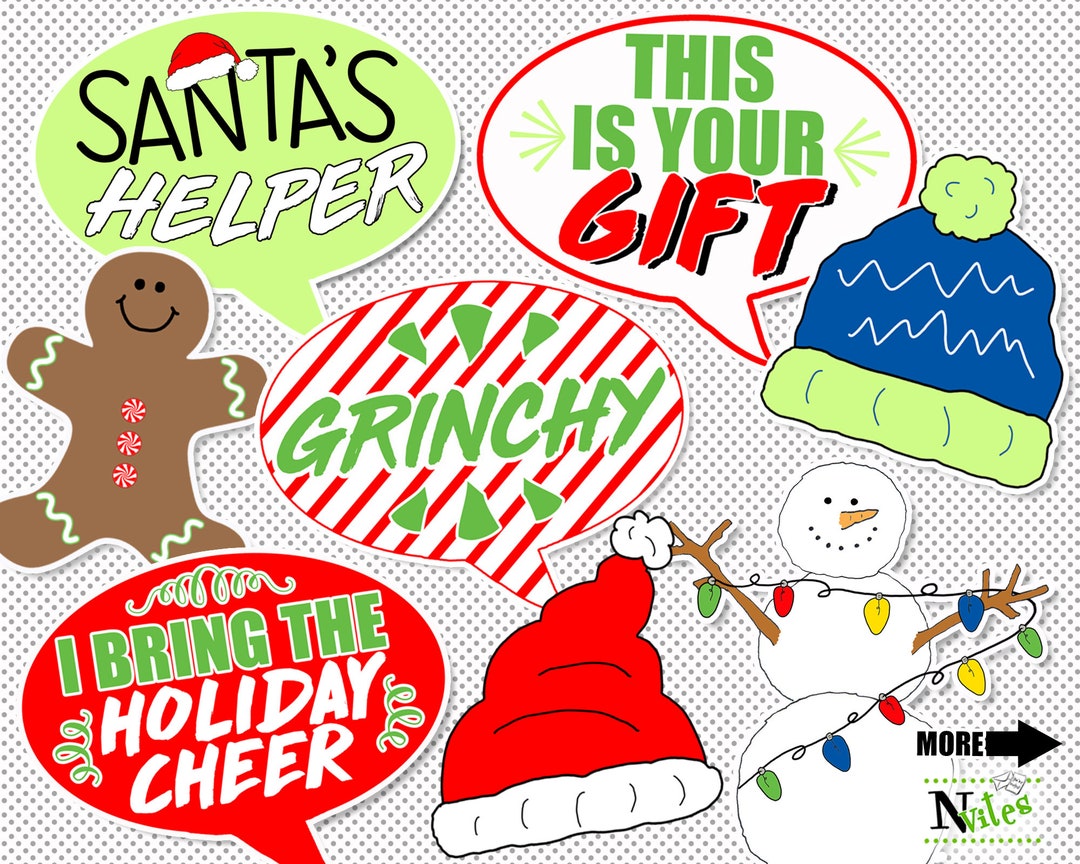 Holiday Photo Booth Props, Christmas Photo Props, Fun Holiday Party ...