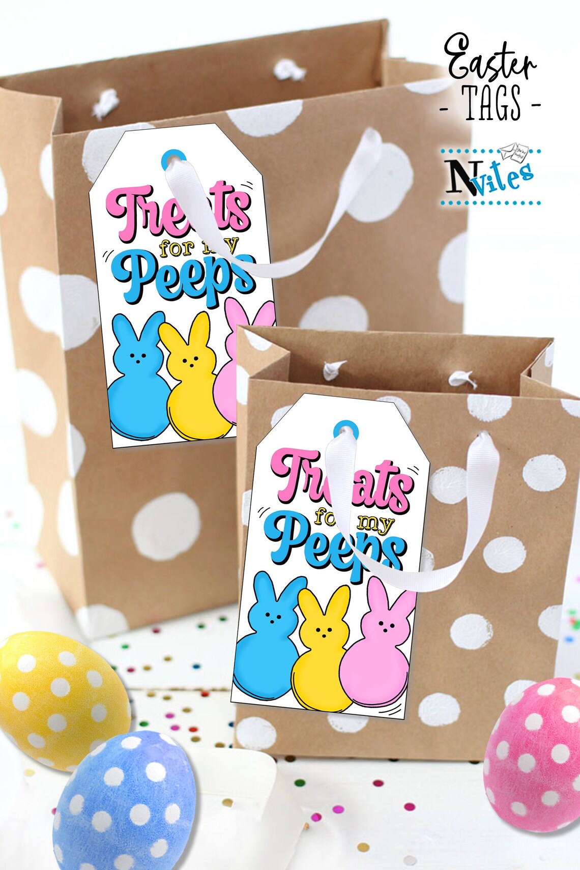 Easter Peeps Treat Tags, Printable Bunny Candy Labels (digital PDF File ...