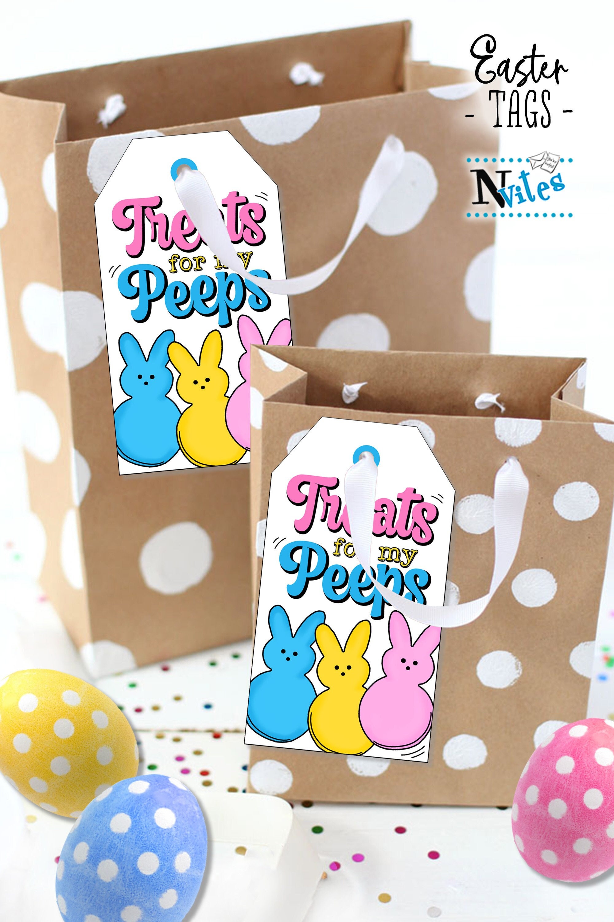 Easter Peeps Treat Tags, Bunny Candy Labels, Printable Gift Bags ...