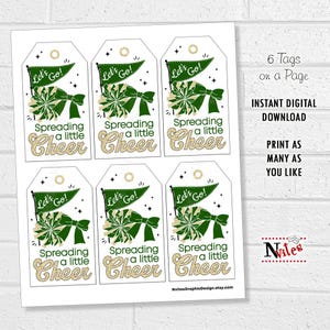 Spreading a Little Cheer Tags, Cheerleading Team Treat Labels ...