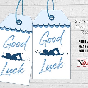Swim Good Luck Tags, Swim and Dive Team Treat Labels, Printable ...