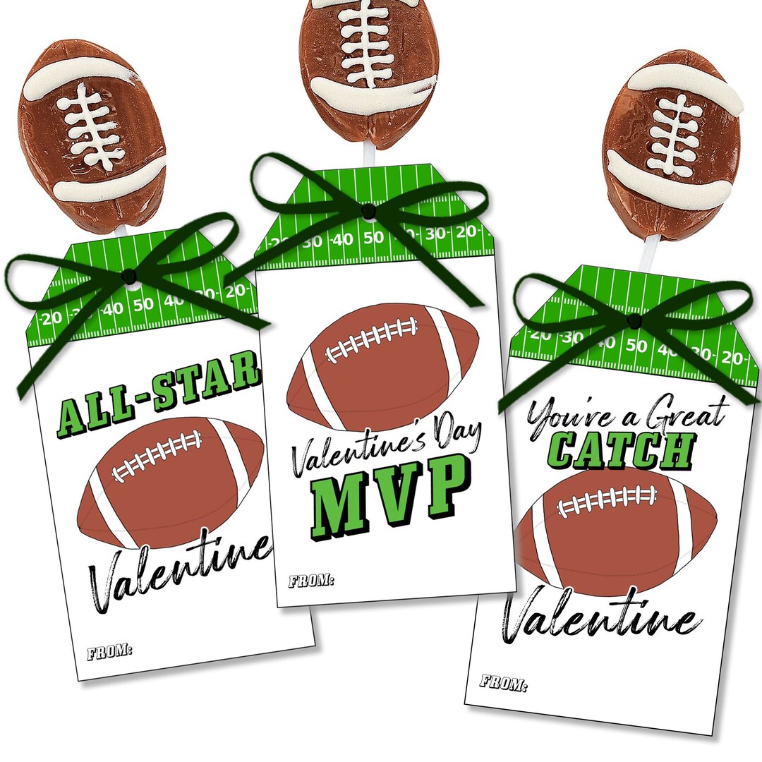 Football Valentine Tags, Great Catch and MVP Valentine Cards, Printable ...