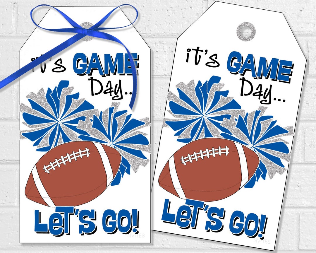 Cheer and Football Good Luck Tags, Football Game Treats, Printable Blue ...